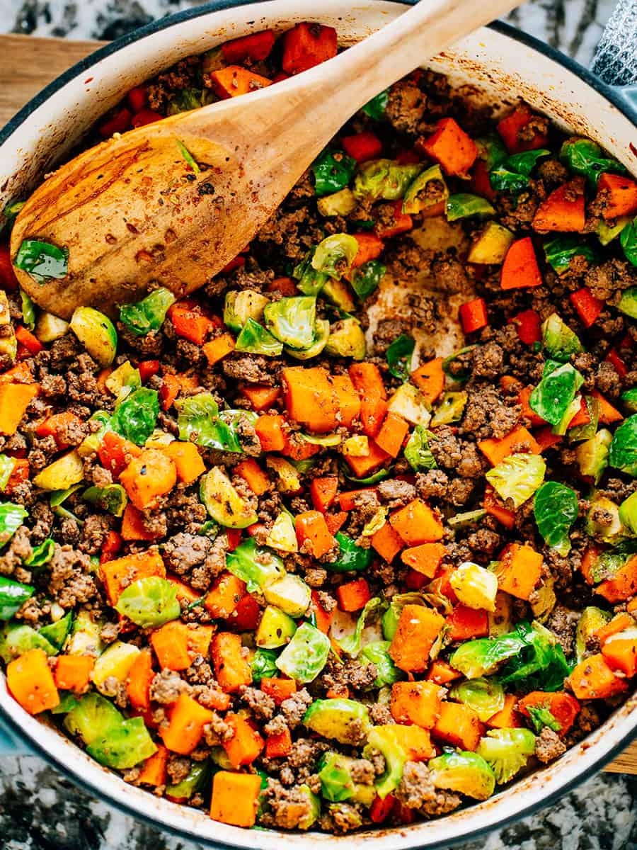 Ground Beef Sweet Potato Skillet with Vegetables - The Recipe Life